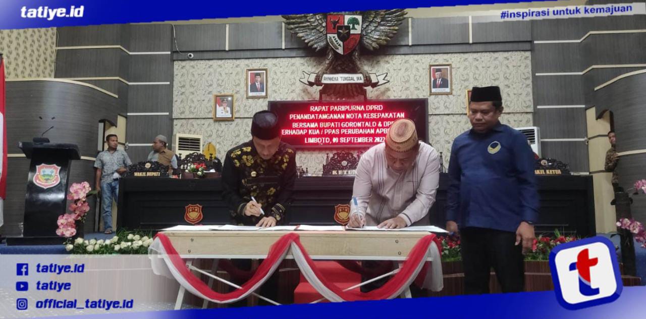 Nota Kesepakatan Bersama KUA/PPAS Perubahan APBD TA 2022 Ditandatangani - Tatiye.id