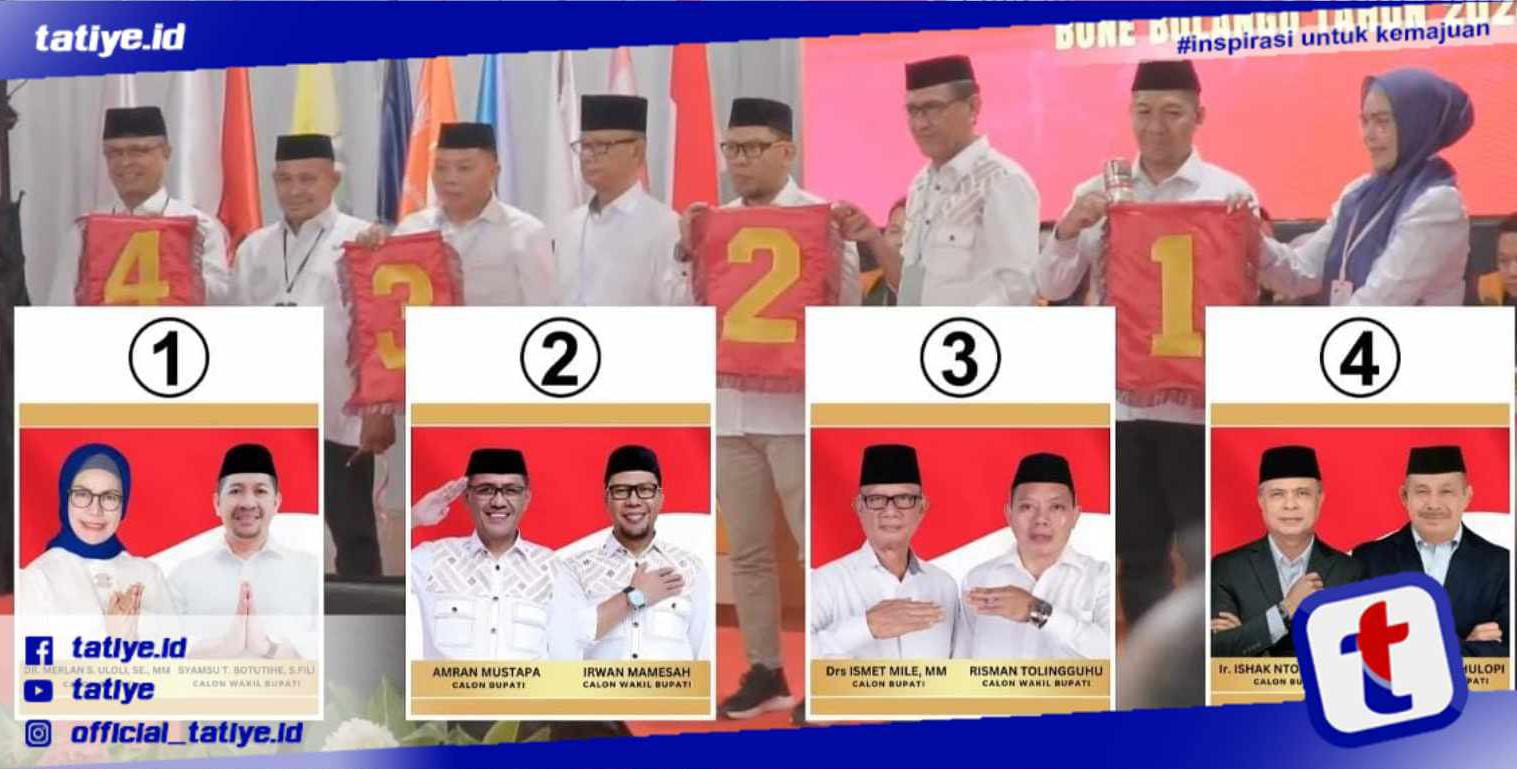 KPU Bonebol Tetapkan Nomor Urut 4 Pasangan Calon Pilkada 2024 - Tatiye.id